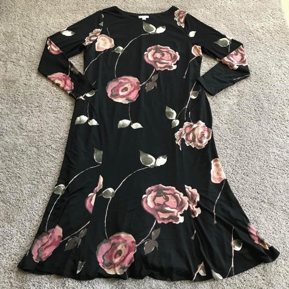Cato | Dresses | Cato Womens 416w Black Floral Midi Dress | Poshmark